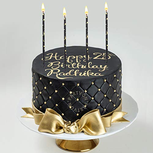 24 Pieces Birthday Candles Black Gold Cake Candle Cupcake Candles for Birthday Anniversary Graduation Retirement New Year Party Decoration