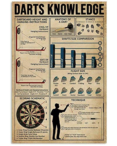 Vintage tin Sign Darts Knowledge Coffee Shop bar Club Metal Sign Wall Decorative Art Printing Poster 12x16 inches