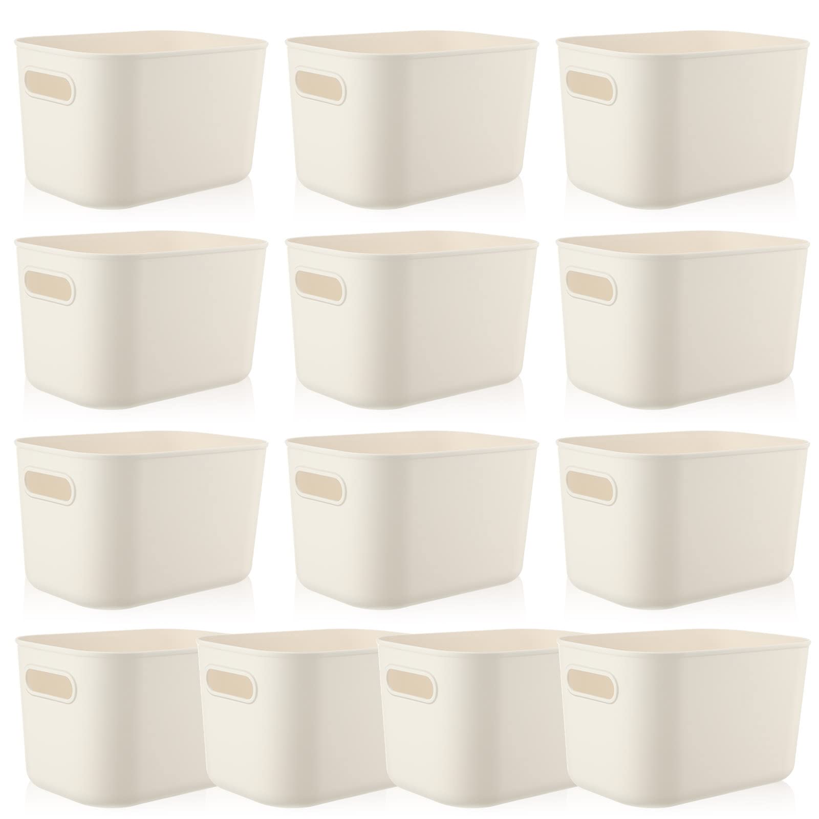 10 Pcs Pantry Organization and Storage White Plastic Storage Bins Small Organizer Bins with Handles Storage Containers for Organizing Stackable Organization Baskets for Kitchen (7.3 x 10.2 x 6.4 Inch)