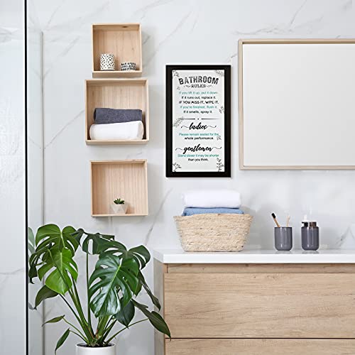 Jetec Bathroom Wall Decor Funny Bathroom Rules Sign Bathroom Rules Wall Decor for Kids Bathroom Rules Wall Plaque Rustic Wood Toilet Decoration Wall Art for Bathroom Decor, 13.8 x 7.9 x 0.2 Inches