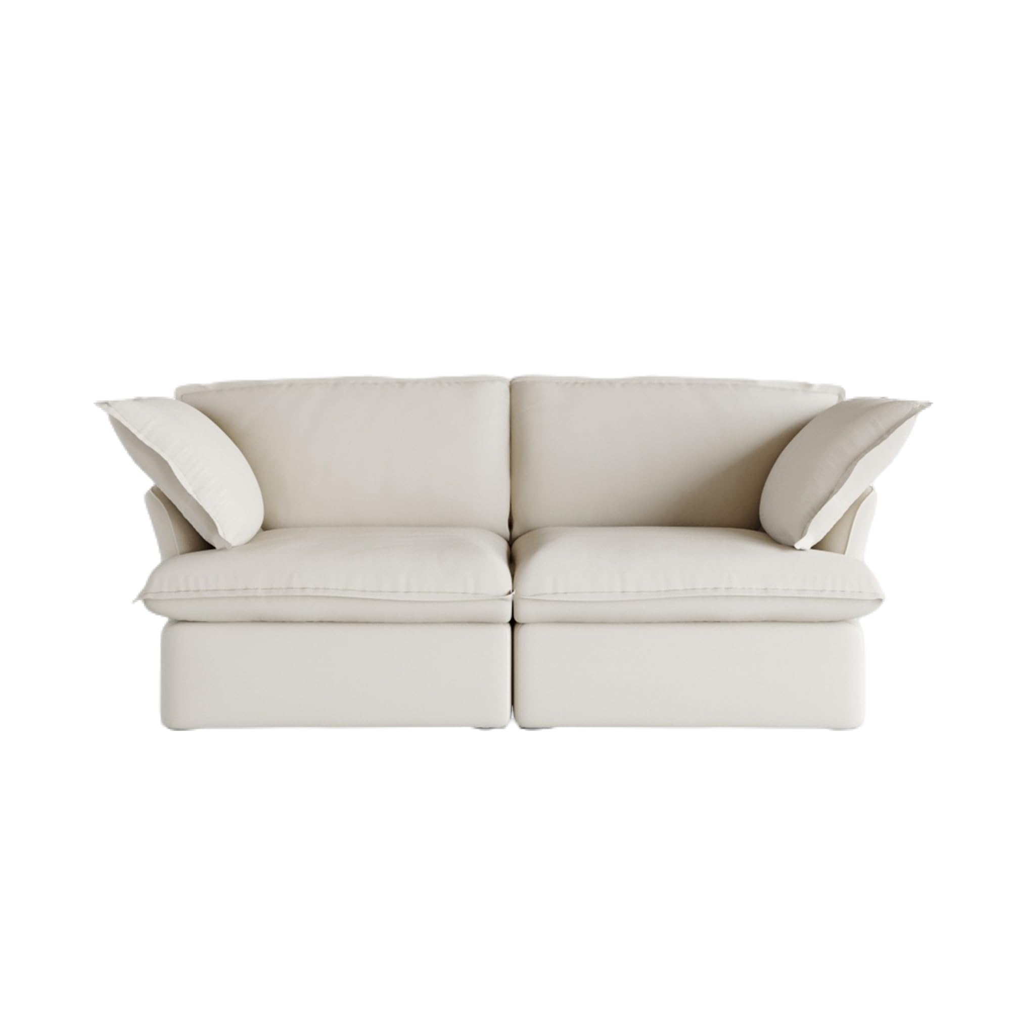 MGH Modular Sectional Sofa with Thick Cushion, 2-Seat Modern Comfy Cloud Couch,Minimalist LoveSeat Deep Seat Couches for Living Room and Apartment(Beige,2Seater)