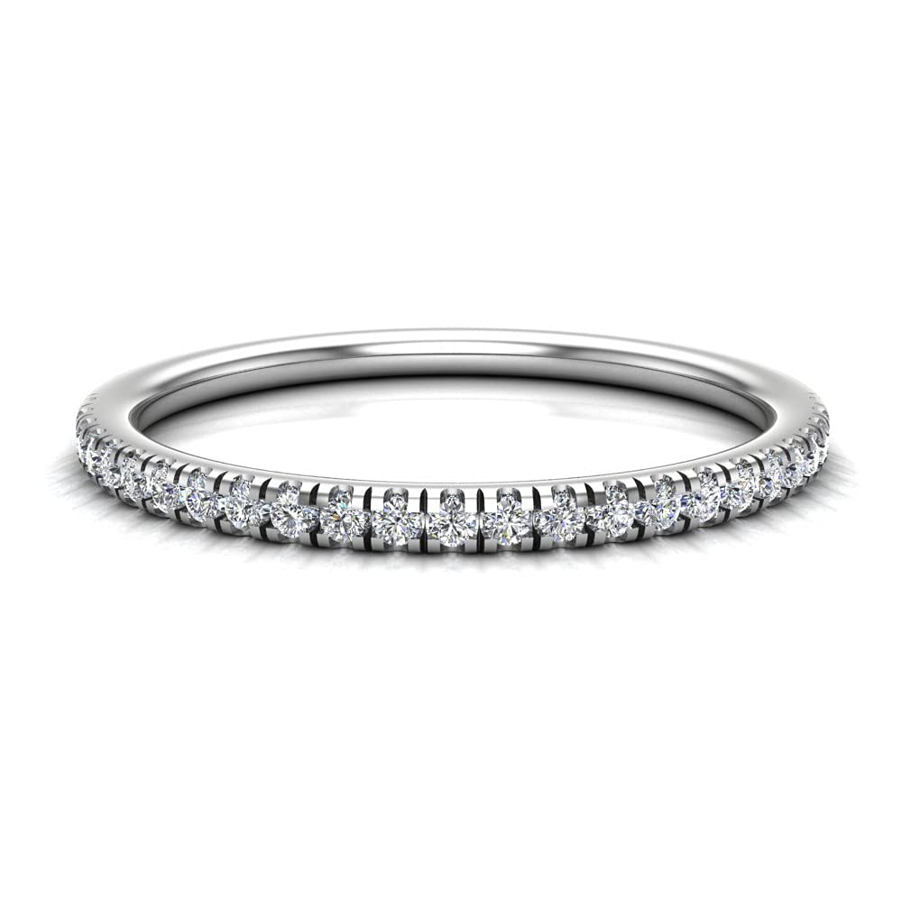 Glitz Design 10K White Gold Wedding bands Stacking diamond rings Box & Certificate of Authenticity 0.10 carat (L-M) Ring Size 7