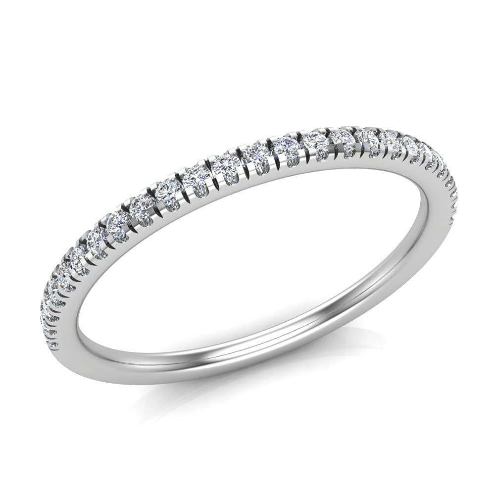 Glitz Design 10K White Gold Wedding bands Stacking diamond rings Box & Certificate of Authenticity 0.10 carat (L-M) Ring Size 7