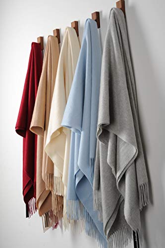 EP Mode 100% Pure Cashmere Throw Blanket for Sofa, Classic Design with Gift Box (Lt. Heather Grey)
