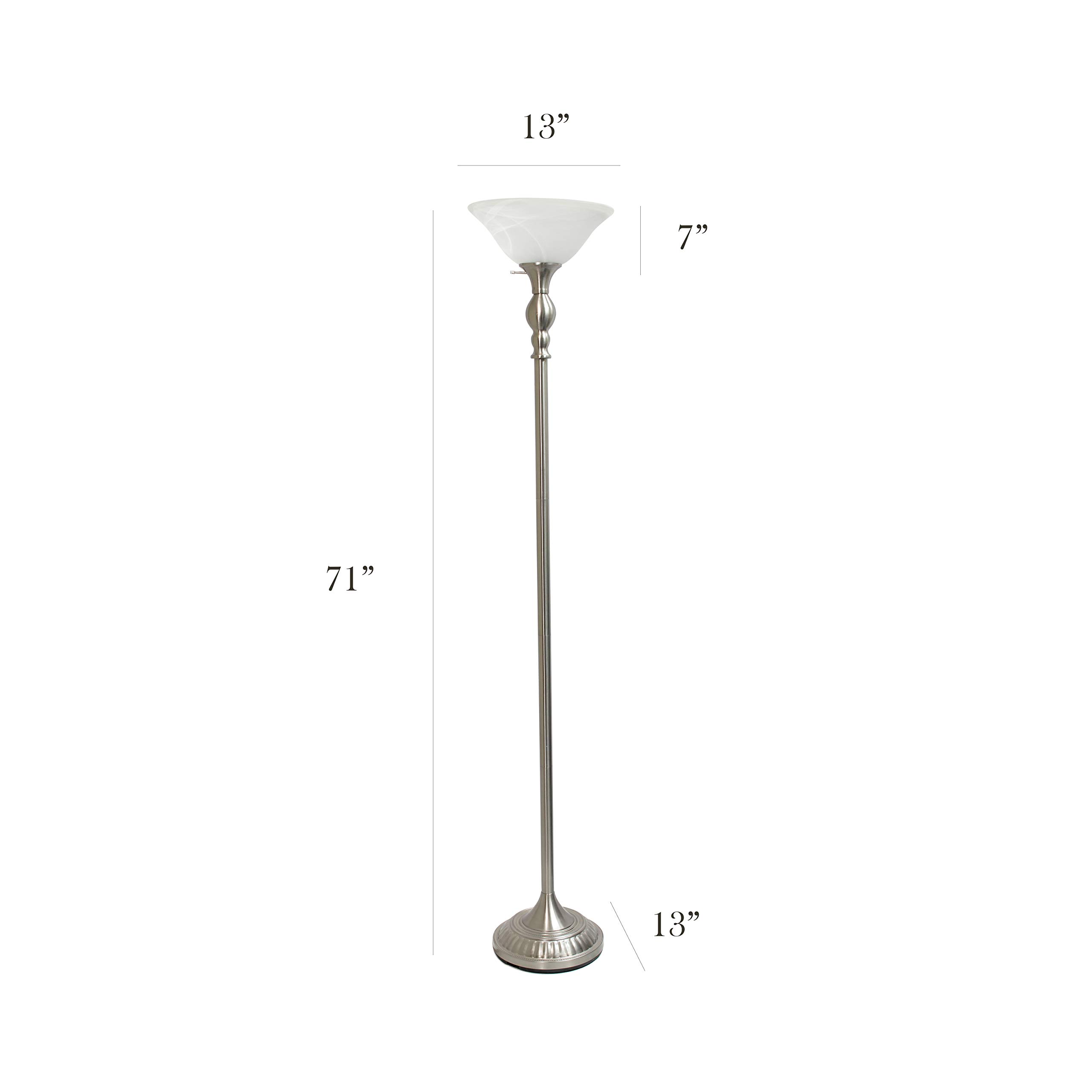 Elegant Designs LF2001-RBZ 1 Light Restoration Bronze Torchiere Floor Lamp with Marbelized Amber Glass Shade