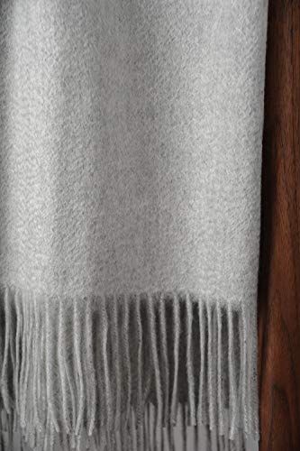 EP Mode 100% Pure Cashmere Throw Blanket for Sofa, Classic Design with Gift Box (Lt. Heather Grey)