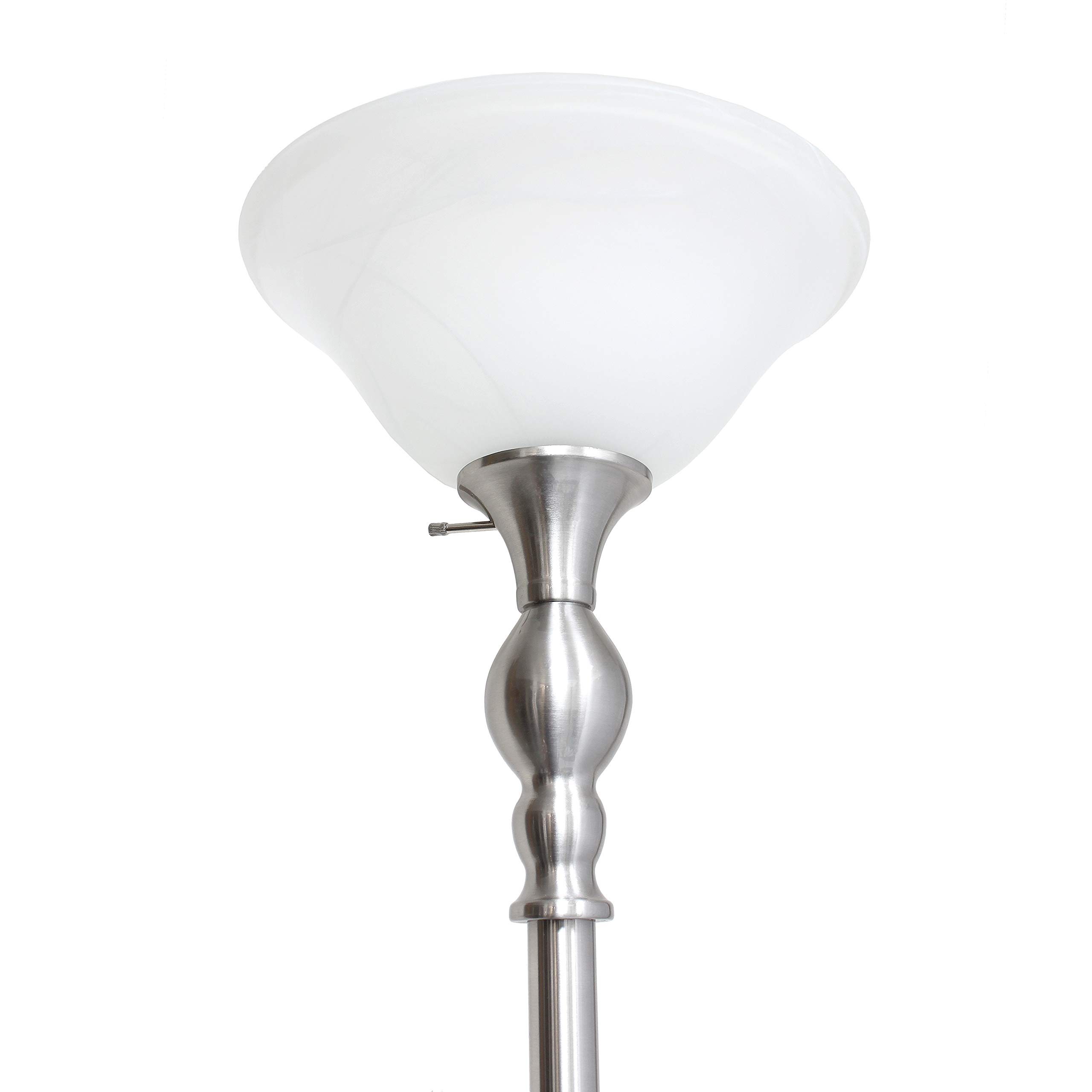 Elegant Designs LF2001-RBZ 1 Light Restoration Bronze Torchiere Floor Lamp with Marbelized Amber Glass Shade
