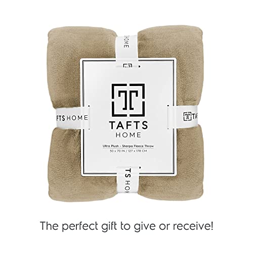 TAFTS Throw Blankets - Ultra Plush/Sherpa Fleece Blankets - Soft, Ultra Comfy and Fuzzy - Plush Blankets and Throws for Couch, Bed & Living Room - All Seasons - Blankets Throw Size - Nude Beige