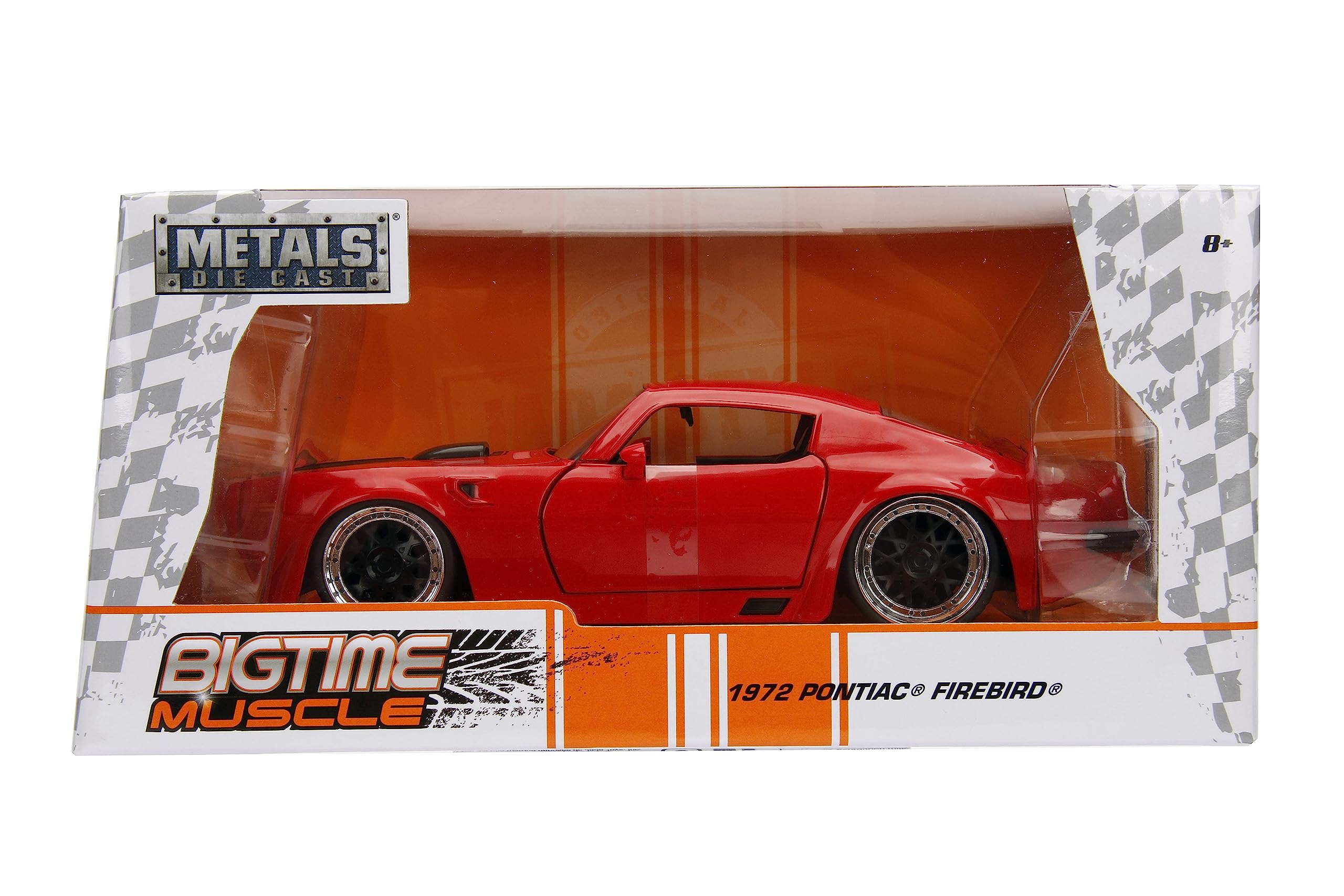 1972 Pontiac Firebird Red with Black Hood Stripe Bigtime Muscle Series 1/24 Diecast Model Car by Jada 99582