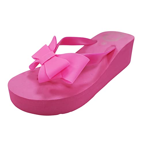Hemlock Women Wedge Sandals Bowknot Flip Flops Clips Toe Thong Sandals Thick Platform Sandals Beach Shoes