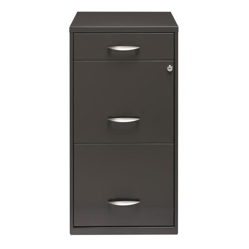Hirsh Industries Space Solutions 18 inch 3 Drawer Metal File Cabinet with Pencil Drawer Charcoal