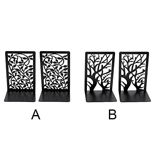 Book Ends, 1 Pair Metal Decorative Bookends for Shelves, Heavy Duty Book Shelf Holder Non Skid Book Stoppers, Modern Bookends for Home Office Desk and Bookshelves(Size:A)