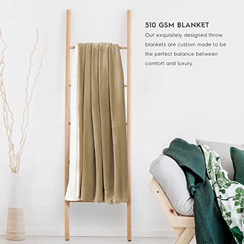 TAFTS Throw Blankets - Ultra Plush/Sherpa Fleece Blankets - Soft, Ultra Comfy and Fuzzy - Plush Blankets and Throws for Couch, Bed & Living Room - All Seasons - Blankets Throw Size - Nude Beige