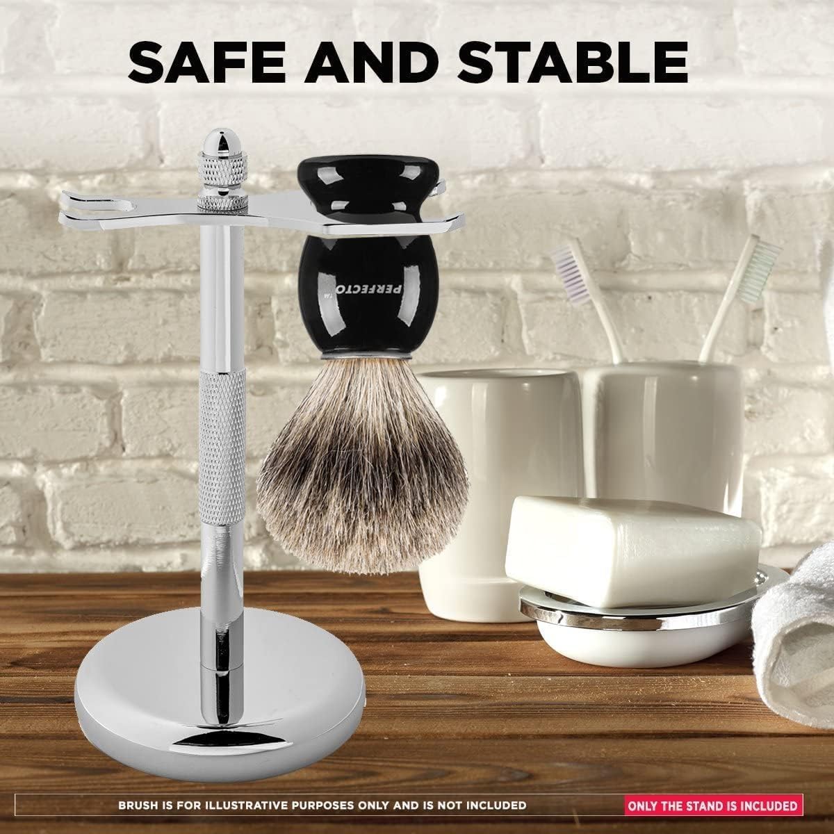 Perfecto Deluxe Black Razor and Brush Stand - The Best Safety Razor Stand. This Will Prolong The Life Of Your Shaving Brush