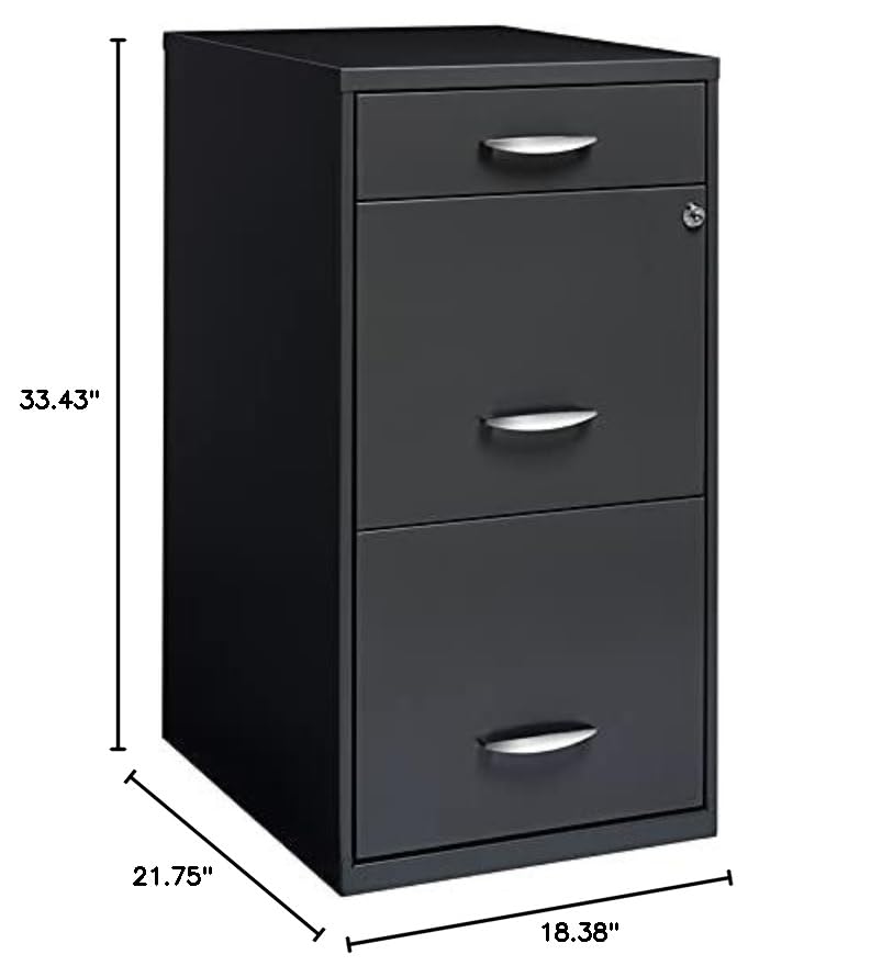 Hirsh Industries Space Solutions 18 inch 3 Drawer Metal File Cabinet with Pencil Drawer Charcoal