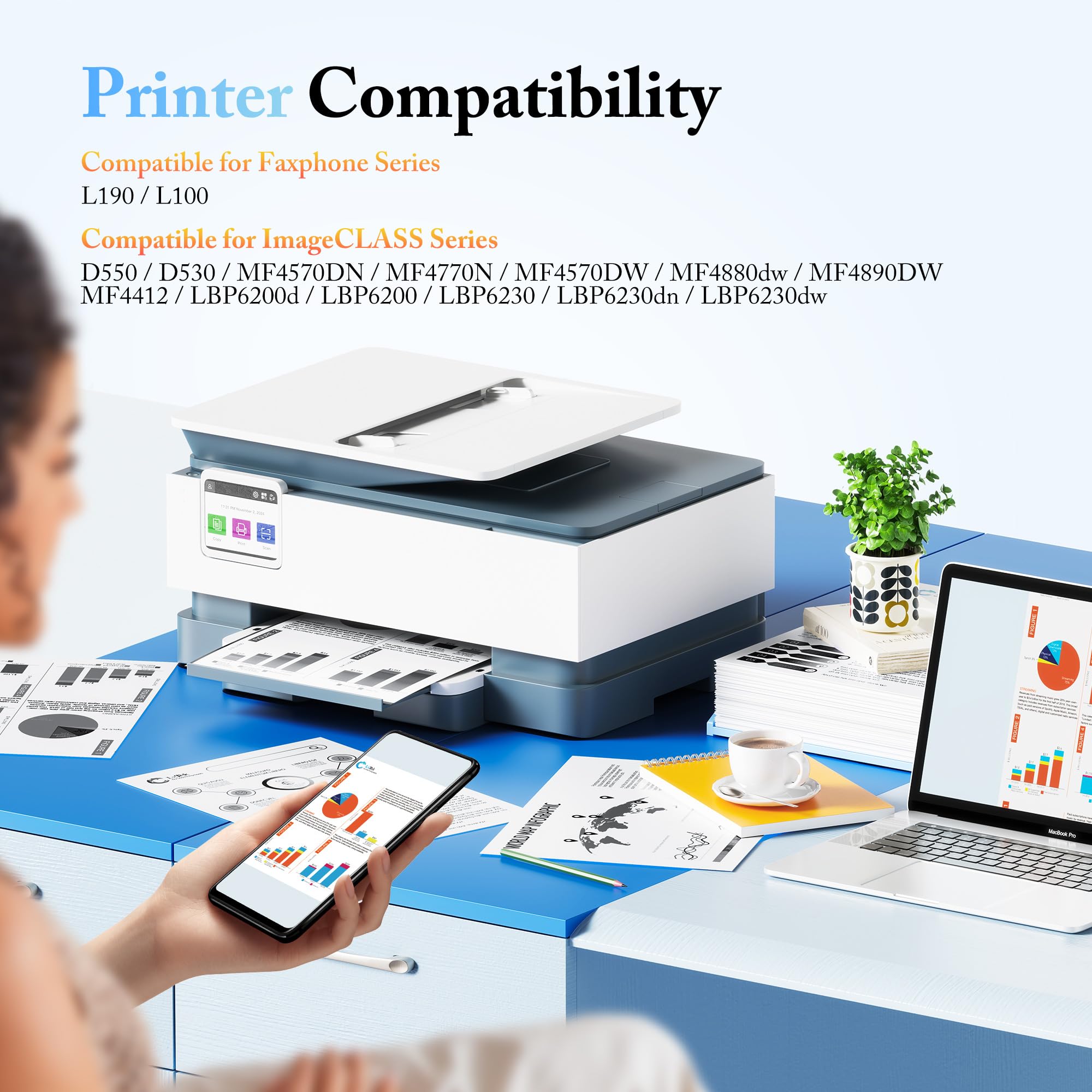 LxTek Compatible Toner Cartridge Replacement for Canon 128 CRG128 to use with ImageCLASS D530 D550 MF4570dw MF4570dn MF4770n FaxPhone L190 L100 Printer Tray (Black, 2 Pack)