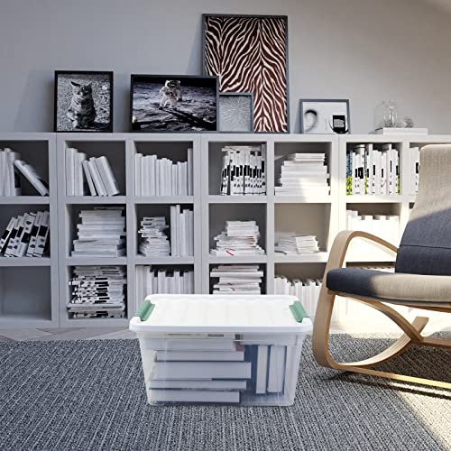 Parlynies 4-Pack Large Stackable Storage Boxes, 35 Quart Plastic Storage Bins with Lid, Clear