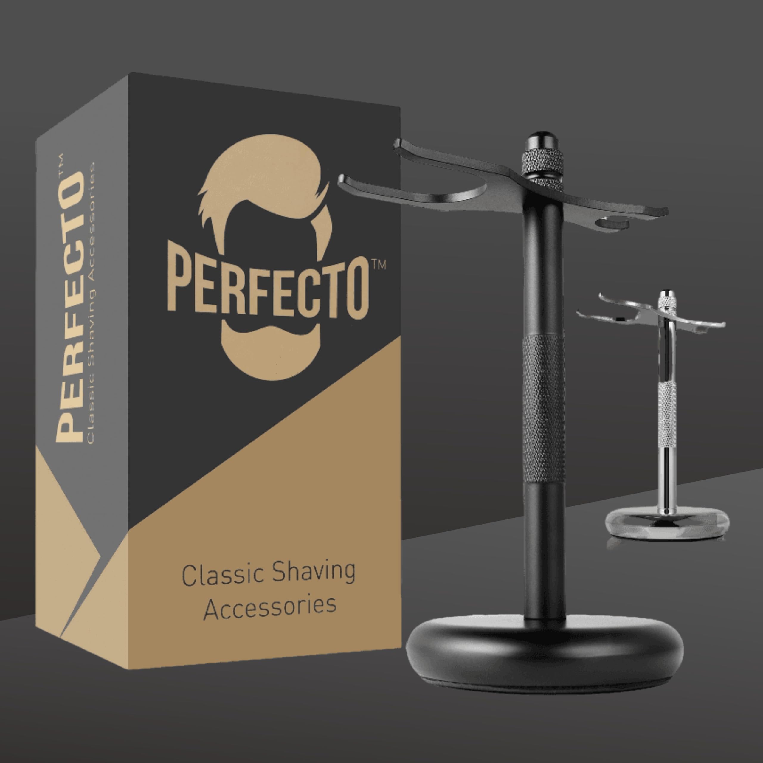 Perfecto Deluxe Black Razor and Brush Stand - The Best Safety Razor Stand. This Will Prolong The Life Of Your Shaving Brush