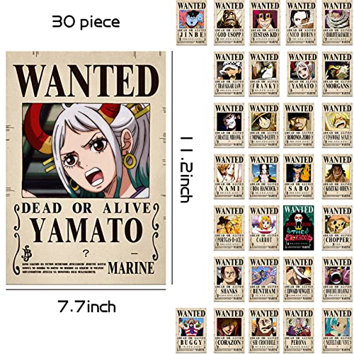 Looyat 30 Pcs Poster, 29cm*20cm Wanted Poster Including Popular Ranking Characters Bright