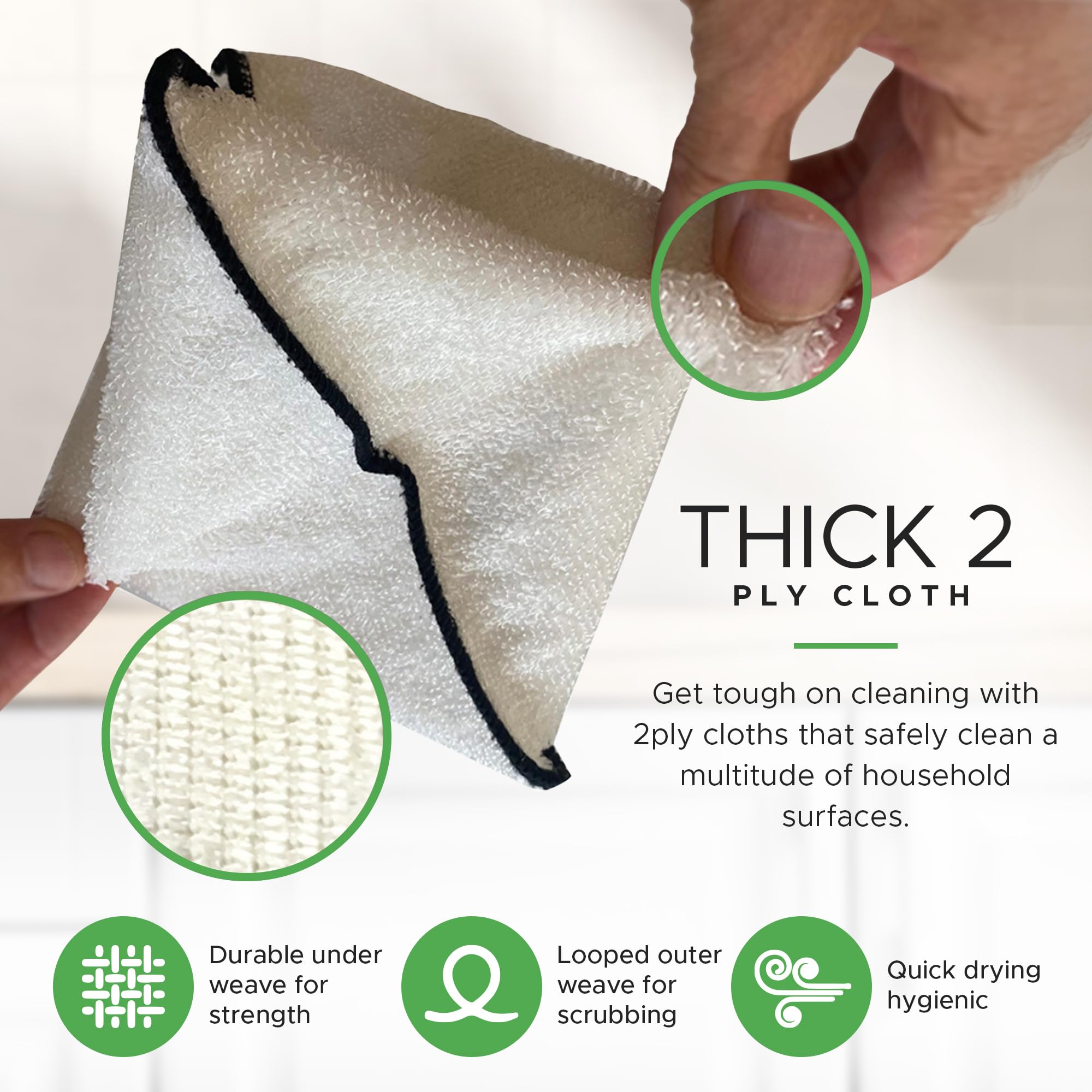 Whiffkitch Bamboo Dishcloths for Kitchen and Multi Surface Cleaning, 6"x7" 6pk Set, Reusable, Washable, Scrub-Non-Scratch, Extra Absorbent, Quick Drying, Eco Friendly Rags, Household Essential Cloths