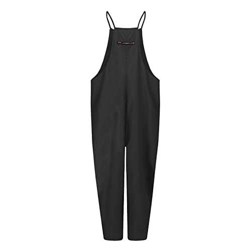 HUTJDHA Womens Plus Size Jumpsuits,Wide Leg Jumpsuits with Pockets Womens V-Neck Sling Jumpsies Plus Size