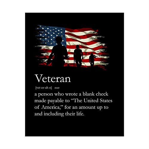 "Definition of a United States Veteran"-American Military Wall Art -8 x 10" Patriotic USA Flag Print-Ready to Frame. Home-Office-Garage-Bar-Shop Decor. Great Gift of Gratitude for Military-Veterans!