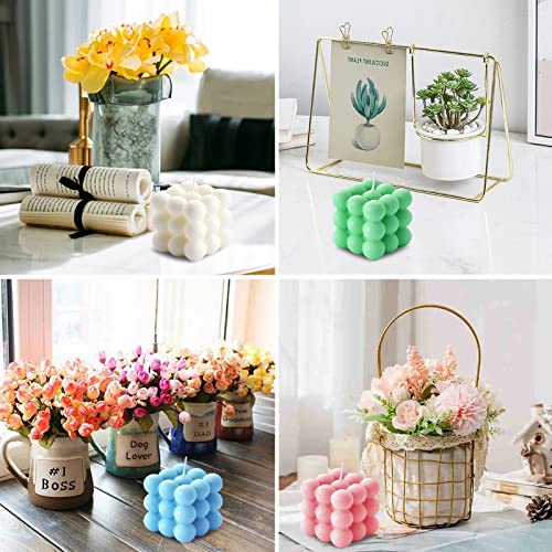 Aokala Scented Bubble Cube Candles, Candles for Home Decor Scented, 5.4 oz Soy Wax Aromatherapy Candle, Aesthetic Room Decor Cute Danish Pastel Large Decorative Shaped Candles Gifts - Freesia(White)
