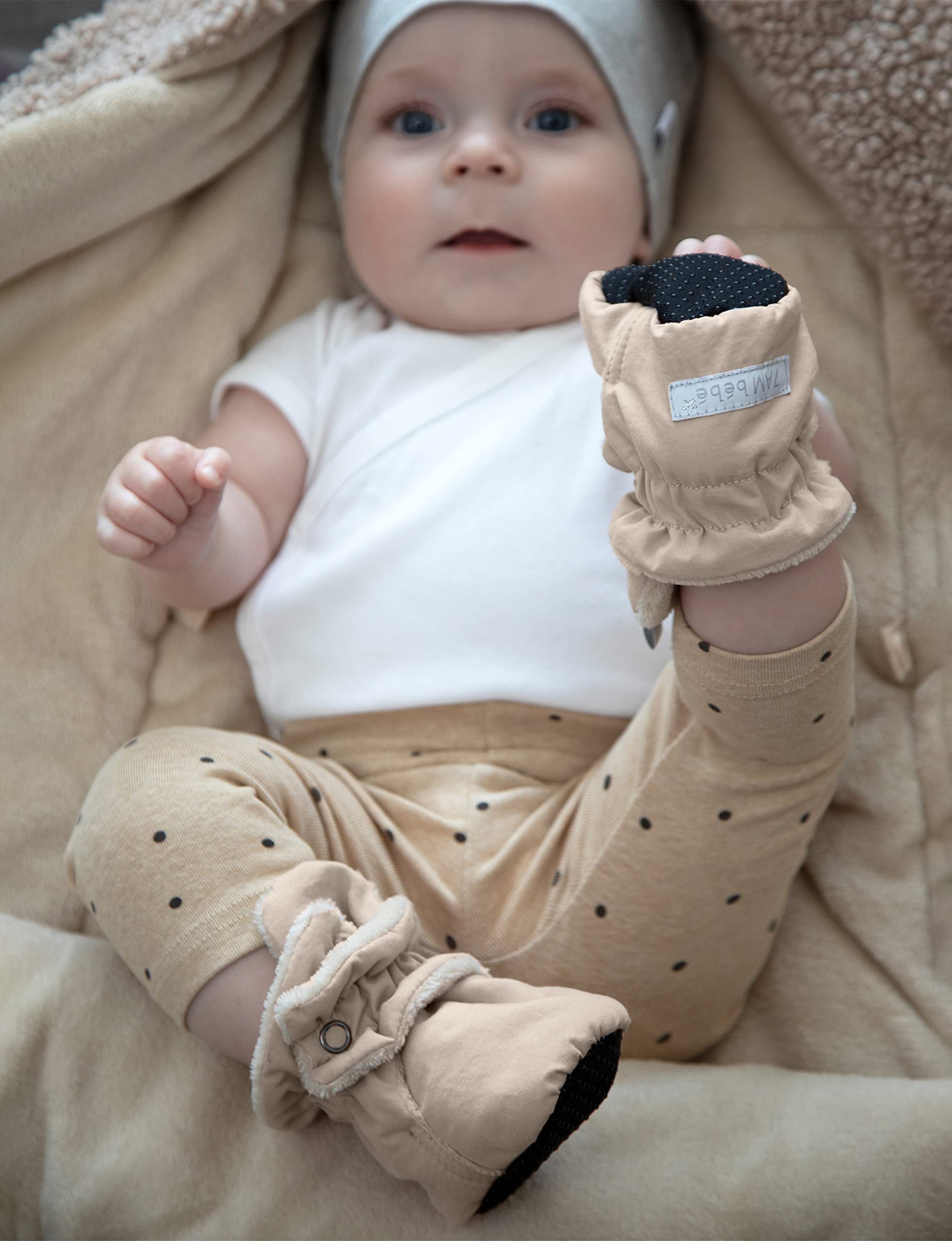 7AM Enfant Baby Booties Airy - Unisex Vegan Water Repellent with Plush Lining (Brush, us_footwear_size_system, infant, age_range, narrow, 6_months, 12_months)