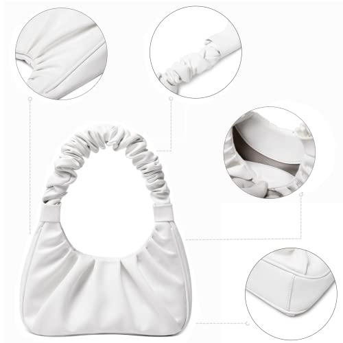 CYHTWSDJ fashionable for Women cute Hobo Tote handbag mini clutch with zipper (White-M)