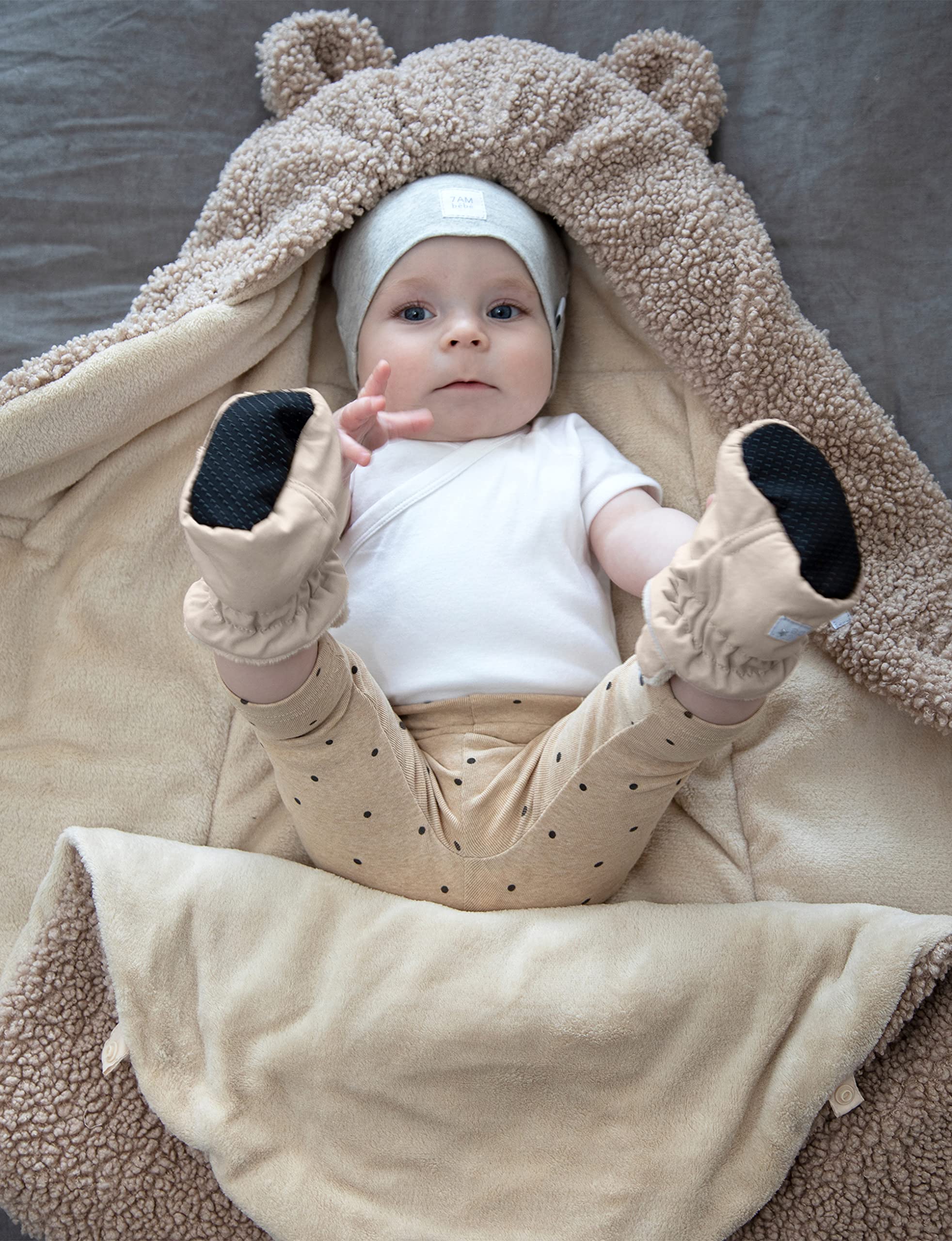 7AM Enfant Baby Booties Airy - Unisex Vegan Water Repellent with Plush Lining (Brush, us_footwear_size_system, infant, age_range, narrow, 6_months, 12_months)