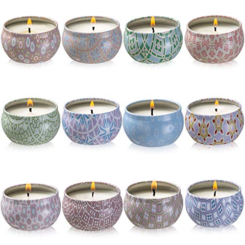 Bauhinia 12 Constellations Scented Candles Soy Wax Tin Candles, Natural Fragrance Candles for Stress Relief and Aromatherapy Candles Set of 12