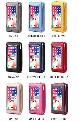 RFID Blocking Touch Screen Phone Bag Small Crossbody Bag Shoulder Handbag Wristlet for Women (E4 Black - Touch Screen)