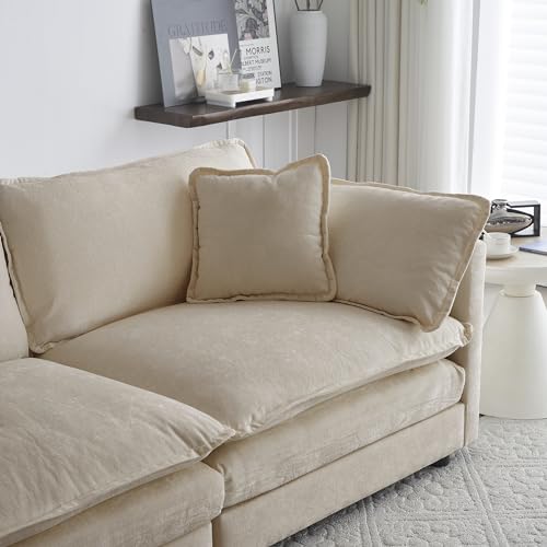 Oversized Minimalist Modular Sectional Sofa with Ottomans, U Shaped Convertible Cloud Couch with Throw Pillows,Deep Seat Chenille Upholstery Sofa&Couch for Living Room Office Apartment