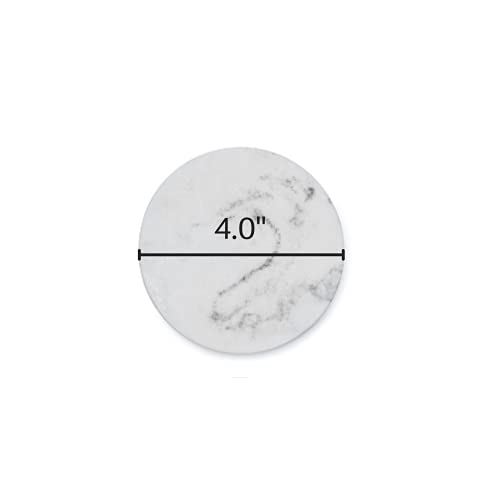 Essentra Home Set of 6 White Marble Coasters for Drinks, Soft Felt Bottom Protects Your Furniture from Scratches, Absorbent 4 Inch Coasters