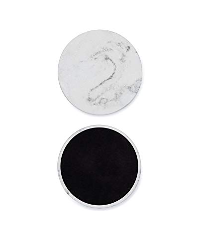 Essentra Home Set of 6 White Marble Coasters for Drinks, Soft Felt Bottom Protects Your Furniture from Scratches, Absorbent 4 Inch Coasters