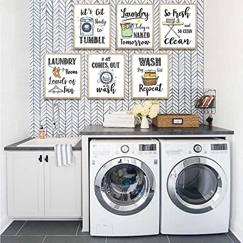 Funny Laundry Rules Sign Painting, Creative Laundry Saying Art Prints (8βX10β,Unframed), 6 Set, Funny Modern Minimalist Wall Art Poster For Laundromat Wash Room Decor