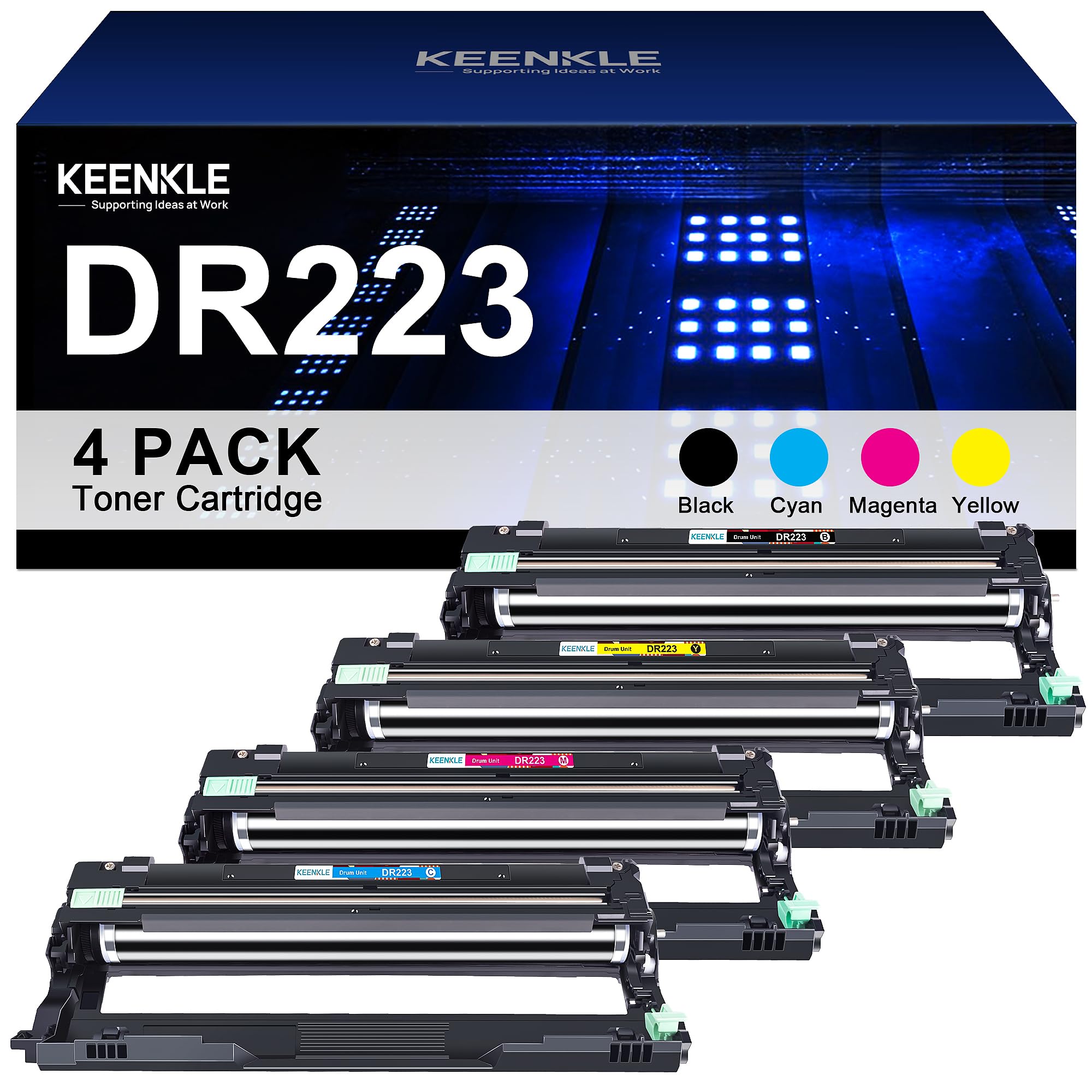 KEENKLE DR223CL DR223 DR-223 Compatible Drum Unit Replacement for Brother DR223CL DR223 DR-223 use with MFC-L3770CDW MFC-L3750CDW HL-L3230CDW HL-L3290CDW HL-L3210CW MFC-L3710CW (4 Pack)