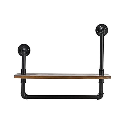 Self Control Industrial Retro Wall Mounted Pipe Shelving Brackets,Rustic Metal DIY Floating Shelves,Wall Shelf Unit Bookshelf,Hanging Iron Wall Decor for Kitchen,Office,Living Room,Bedroom (1-U-Tier)