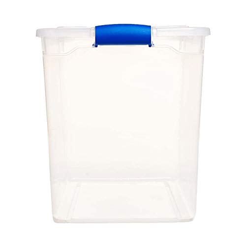 HOMZ Heavy Duty Modular Stackable Storage Tote Containers with Latching Lids, 112 Quart Capacity, Clear, 4 Pack
