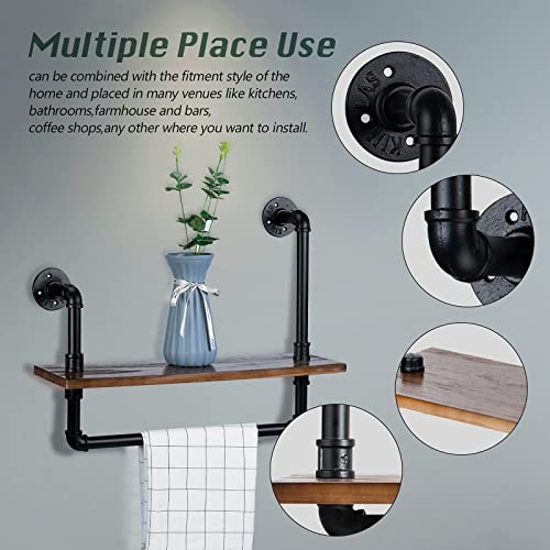 Self Control Industrial Retro Wall Mounted Pipe Shelving Brackets,Rustic Metal DIY Floating Shelves,Wall Shelf Unit Bookshelf,Hanging Iron Wall Decor for Kitchen,Office,Living Room,Bedroom (1-U-Tier)