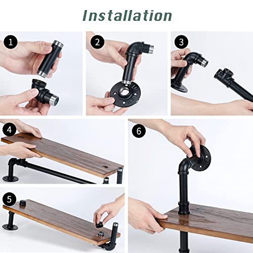 Self Control Industrial Retro Wall Mounted Pipe Shelving Brackets,Rustic Metal DIY Floating Shelves,Wall Shelf Unit Bookshelf,Hanging Iron Wall Decor for Kitchen,Office,Living Room,Bedroom (1-U-Tier)