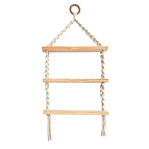 2.5ft. x 1ft. Three Tier Handmade Boho Macrame Wall Hanging with Wooden Shelf