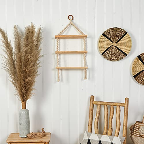 2.5ft. x 1ft. Three Tier Handmade Boho Macrame Wall Hanging with Wooden Shelf