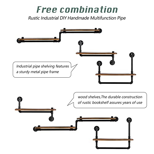 Self Control Industrial Retro Wall Mounted Pipe Shelving Brackets,Rustic Metal DIY Floating Shelves,Wall Shelf Unit Bookshelf,Hanging Iron Wall Decor for Kitchen,Office,Living Room,Bedroom (1-U-Tier)