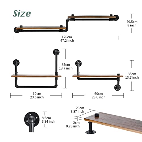 Self Control Industrial Retro Wall Mounted Pipe Shelving Brackets,Rustic Metal DIY Floating Shelves,Wall Shelf Unit Bookshelf,Hanging Iron Wall Decor for Kitchen,Office,Living Room,Bedroom (1-U-Tier)