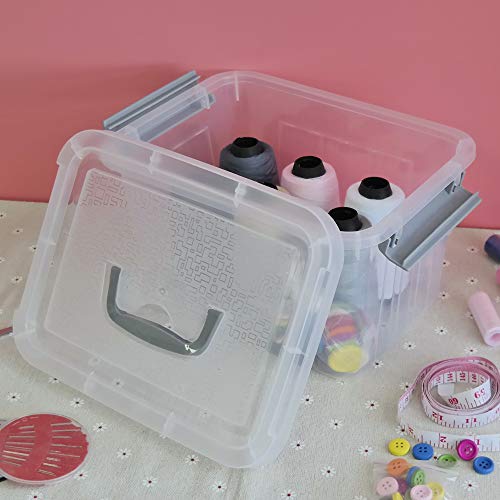 Minekkyes Set of 6 Plastic Latching Storage Box, Clear Storage Containers Bin with Lid, 7 Quart