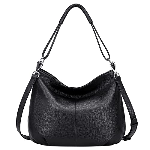CHERISH KISS Womenâs purses and handbags Genuine Leather Hobo Bag for Ladies shoulder Cross Body Bags(K22 Black-1)