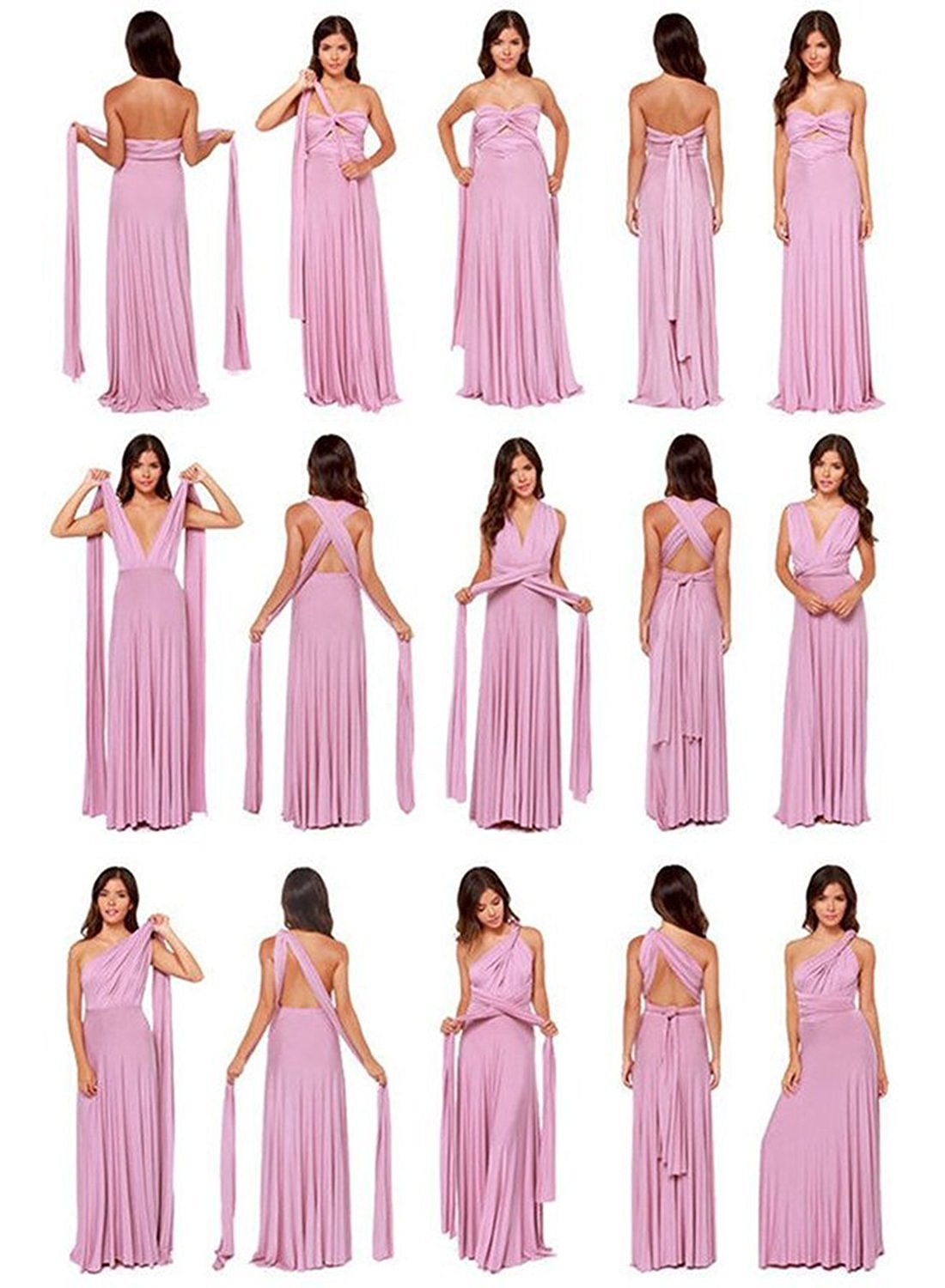 IBTOM CASTLE Women's Transformer/Wrap Solid Maxi Cocktail Dress (4/XS, White)