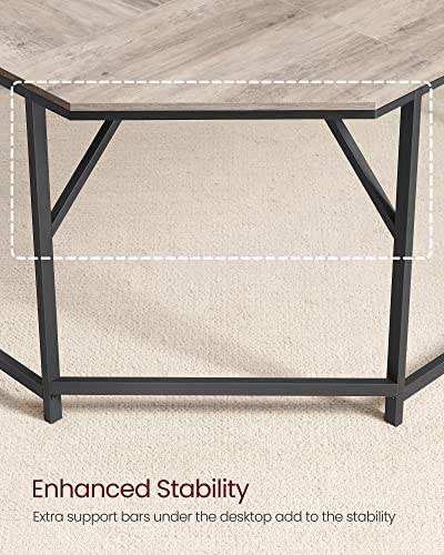 VASAGLE L-Shaped Computer Desk, Industrial Workstation for Home Office Study Writing and Gaming, Space-Saving, Easy Assembly, 58.7”D x 58.7”W, Greige