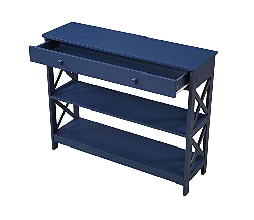 Convenience Concepts Oxford 1 Drawer Console Table with Shelves, Cobalt Blue